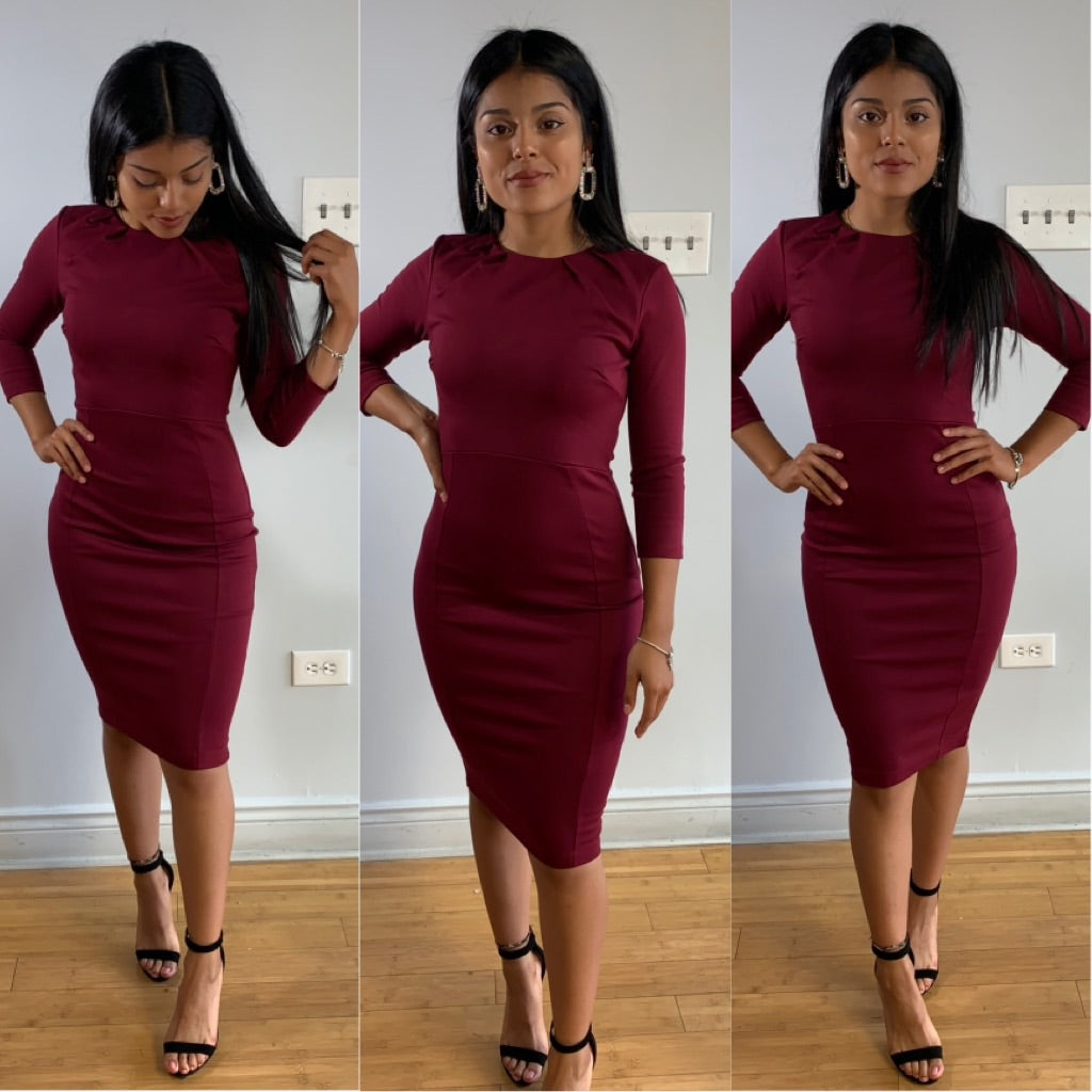 Executive Couture Dress - Burgundy – Bellisima Fashion Boutique